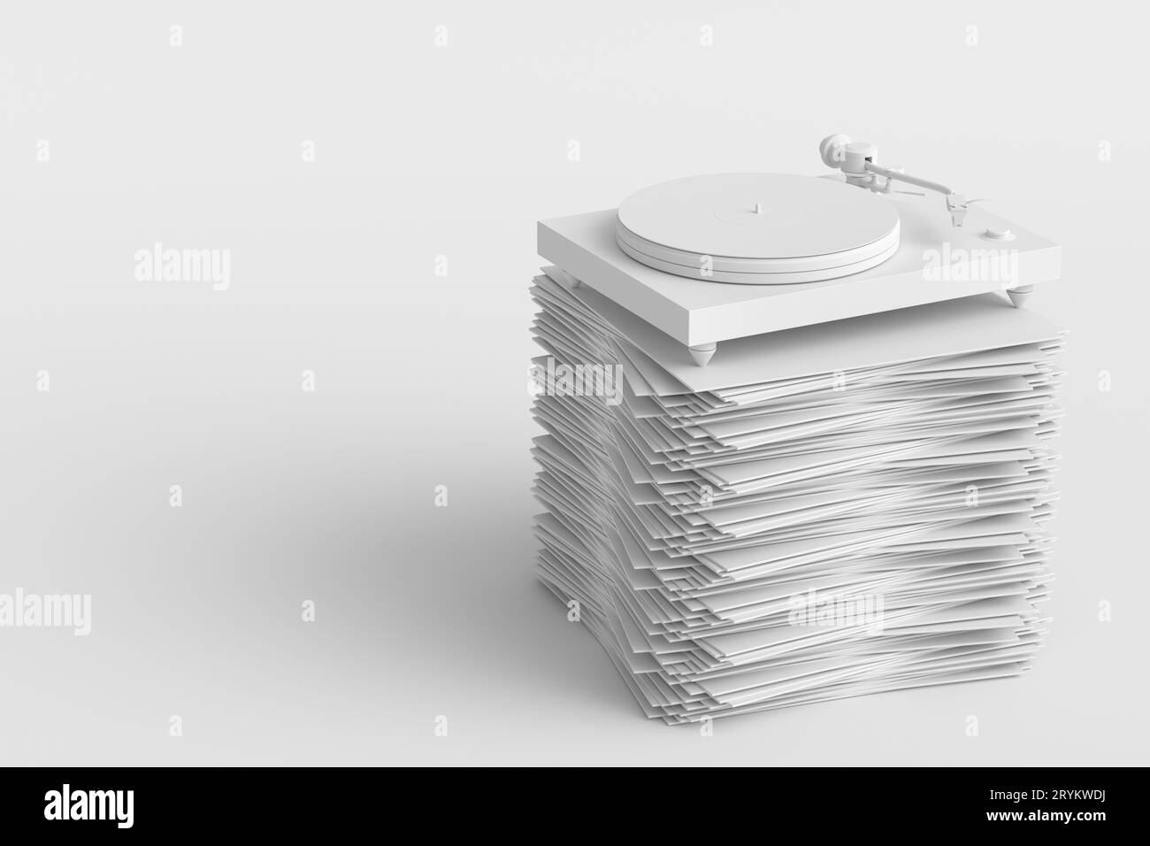 Set of Hi-fi speakers with loudspeakers and DJ turntable with vinyl LP ...