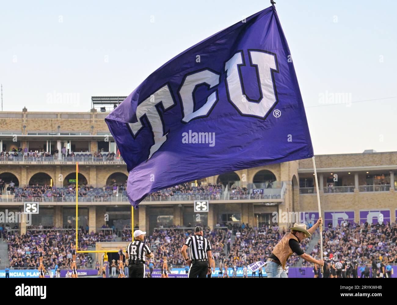 Fort Worth, Texas, USA. 30th Sep, 2023. TCU Horned Frogs ranger takes a ...