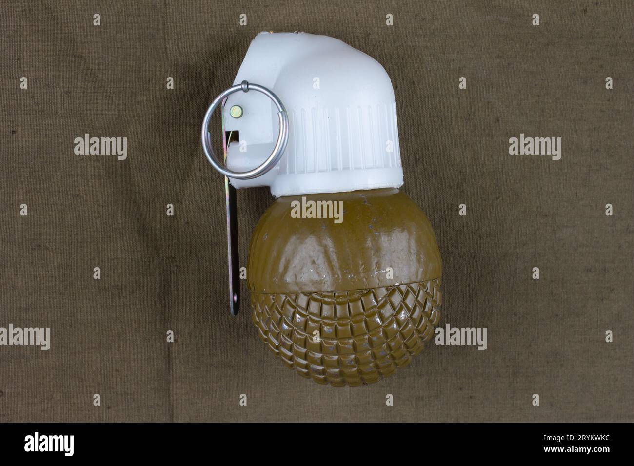 Soviet hand grenade RGO on khaki canvas background Stock Photo - Alamy