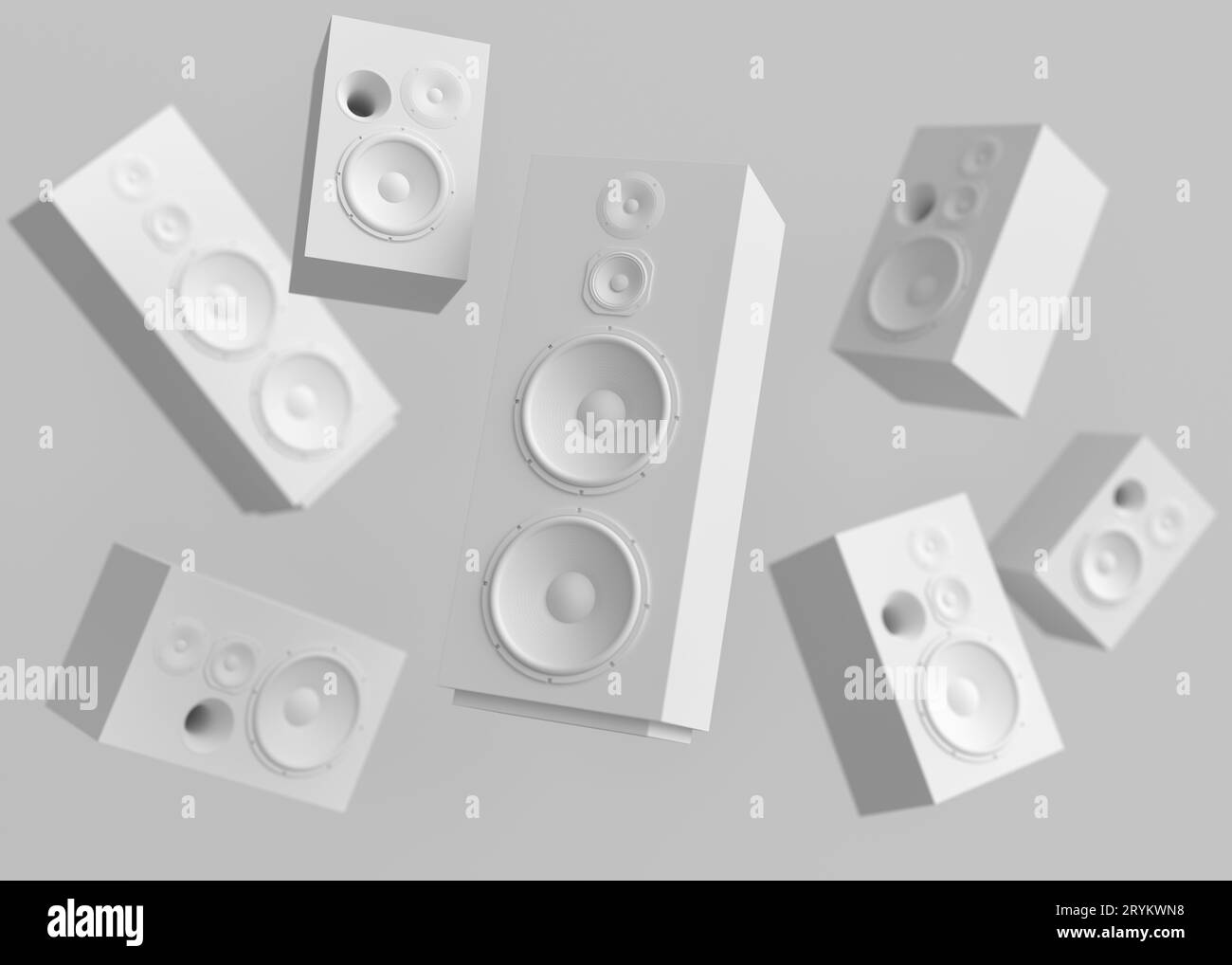 Set of Hi-fi speakers with loudspeakers isolated on monochrome ...