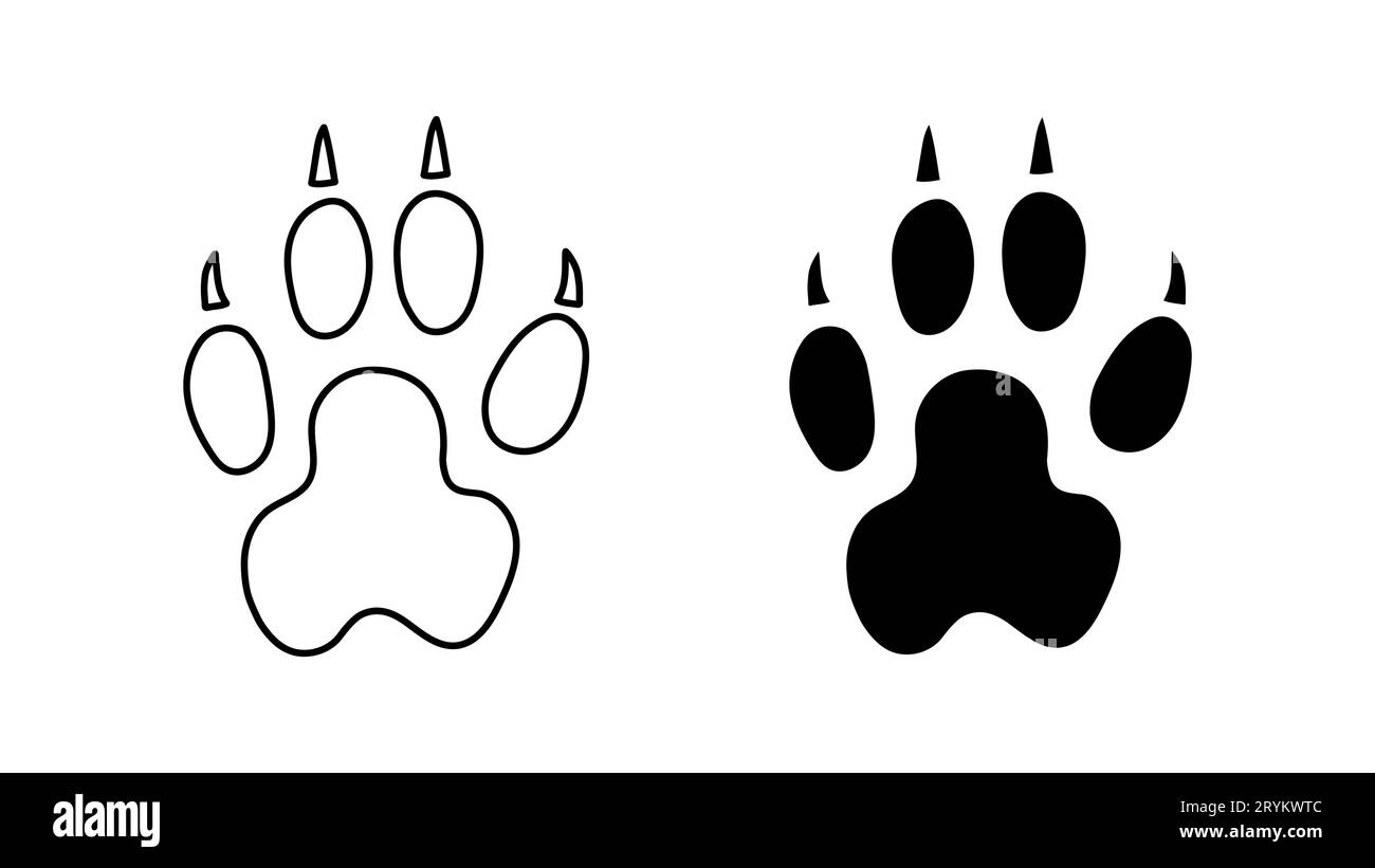 Rabbit or hare paw footprint. Silhouette, contour. Icon. Black vector ... Rabbit or hare paw footprint. Silhouette, contour. Icon. Black vector ...