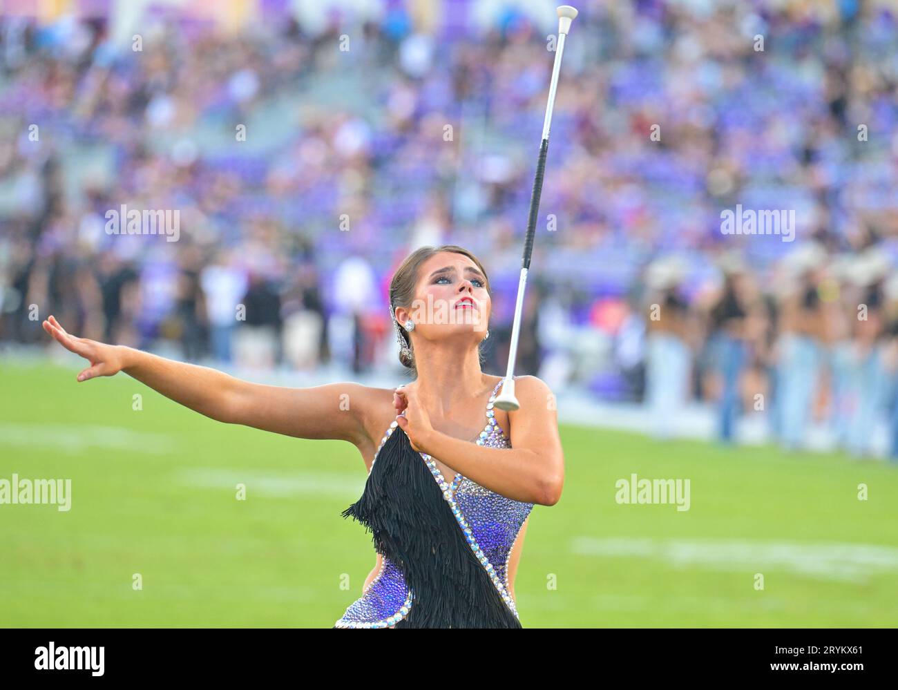 Fort Worth, Texas, USA. 30th Sep, 2023. TCU Horned Frogs baton twirler ...