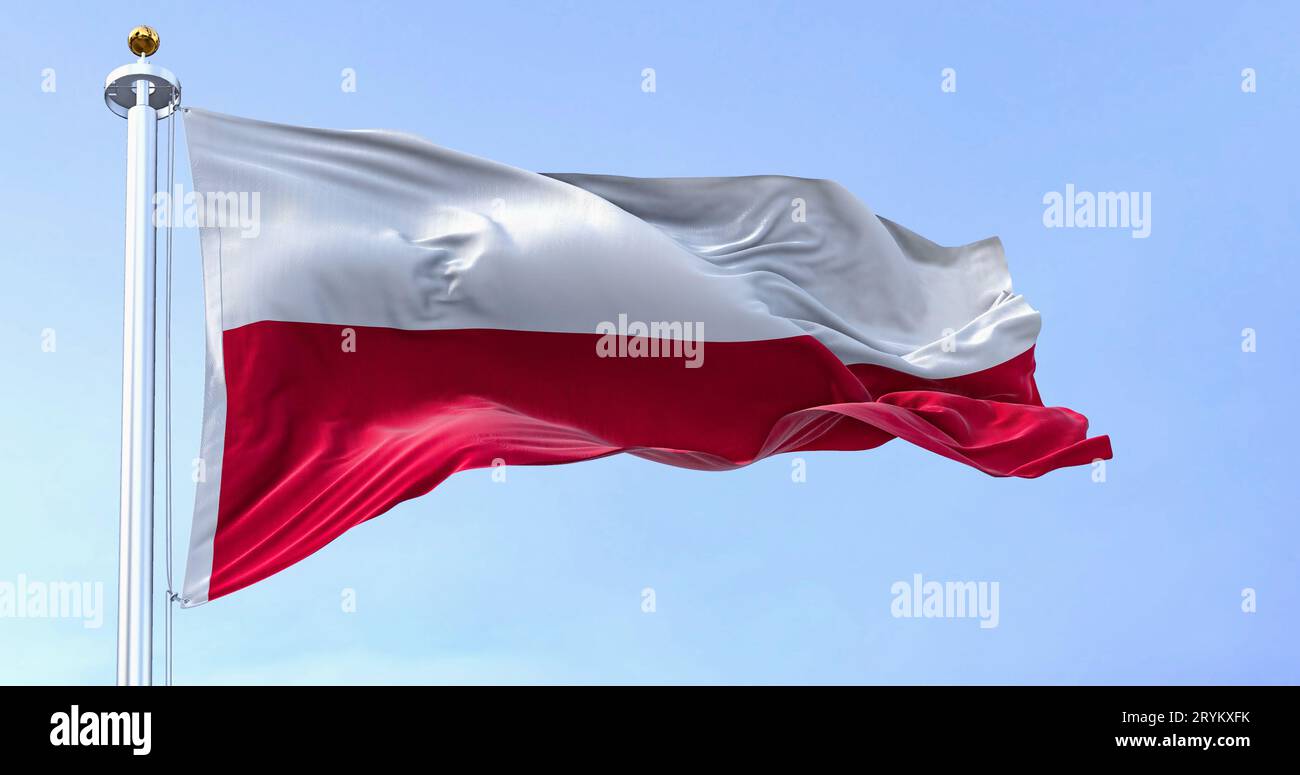 The national flag of Poland waving in the wind on a clear day Stock ...