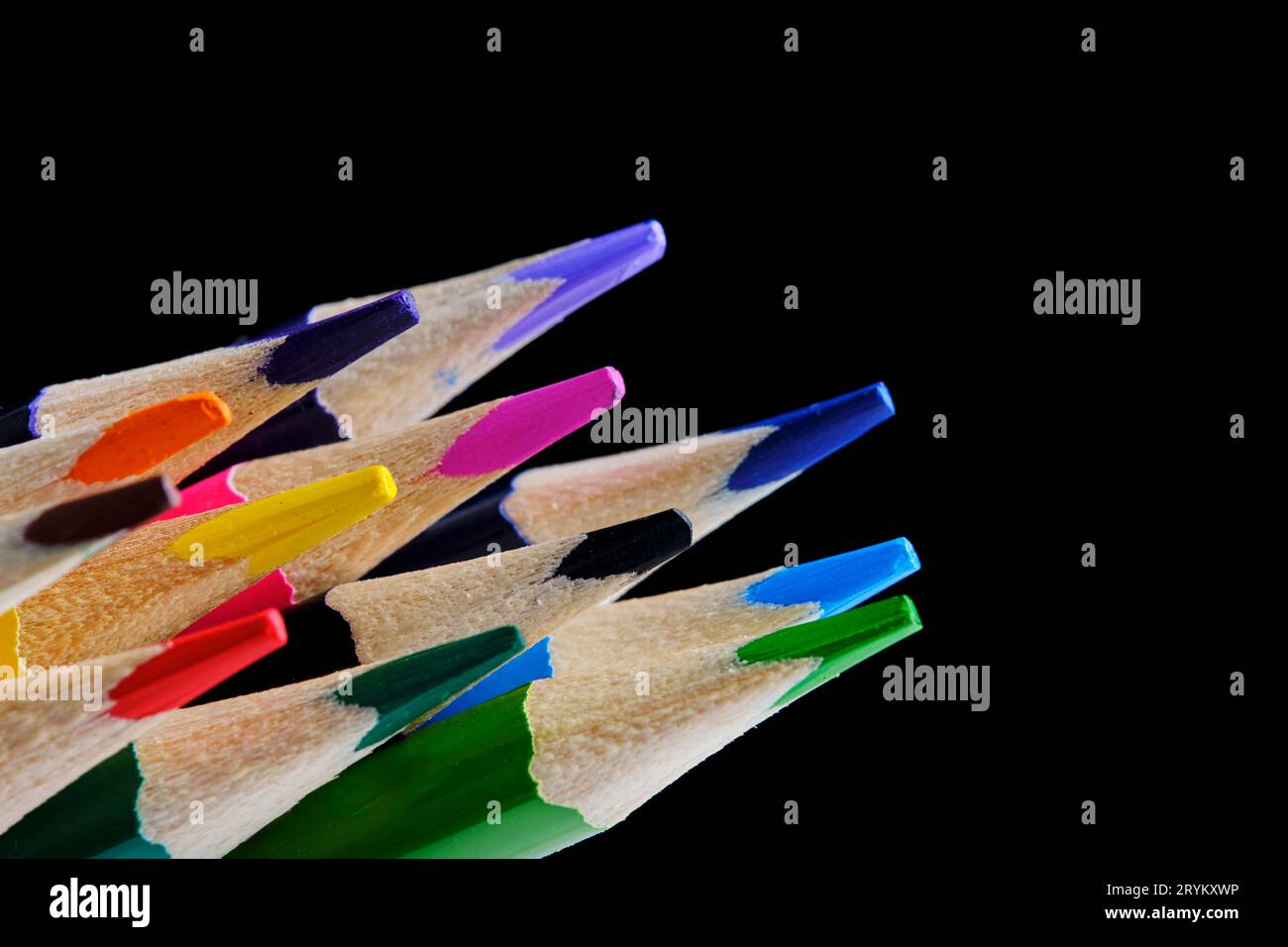 Set of colored pencils black background Stock Photo - Alamy