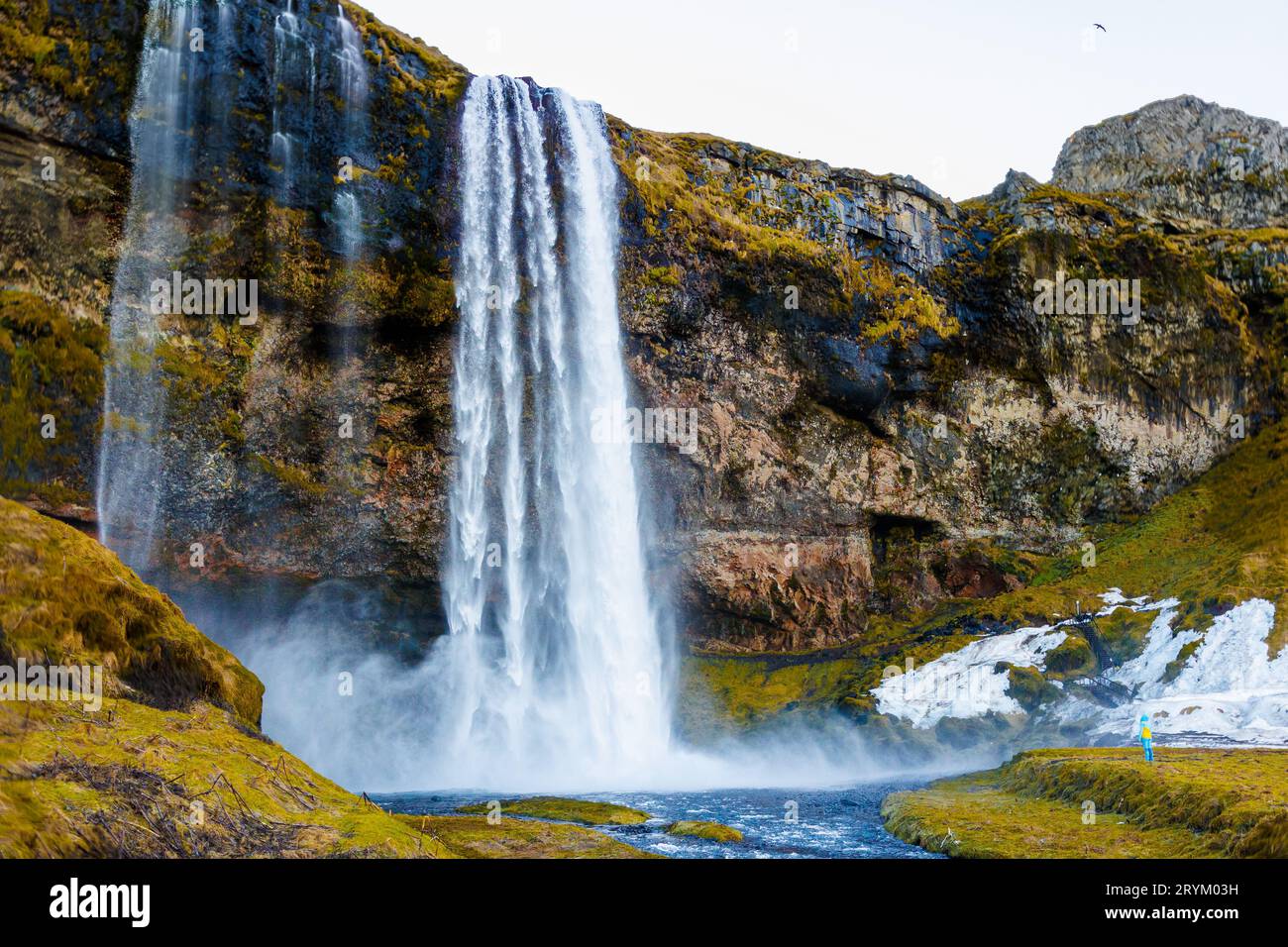 Seljalandsfoss large nordic waterfall with river running down off ...