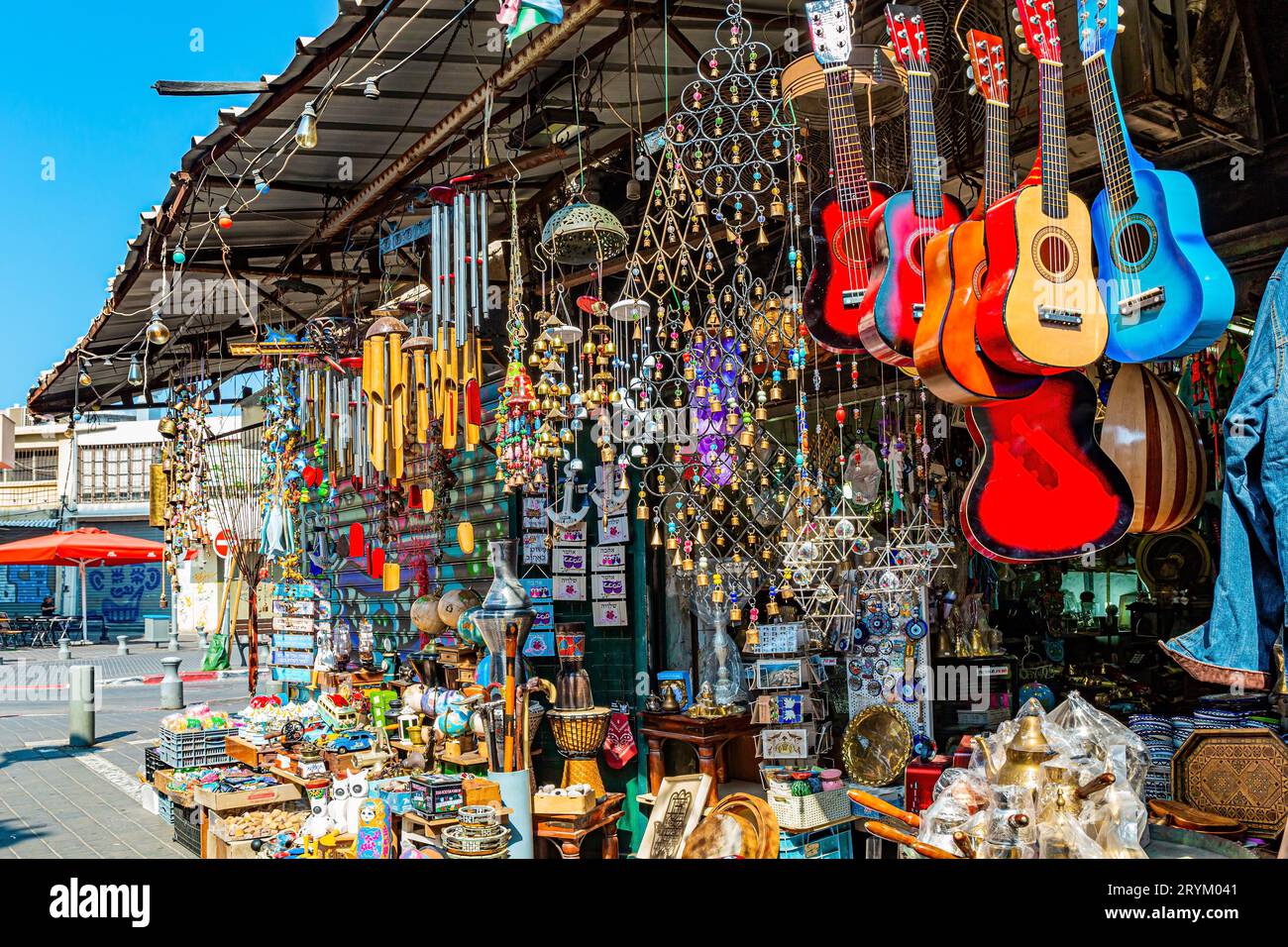Multi-colored souvenir guitars Stock Photo - Alamy