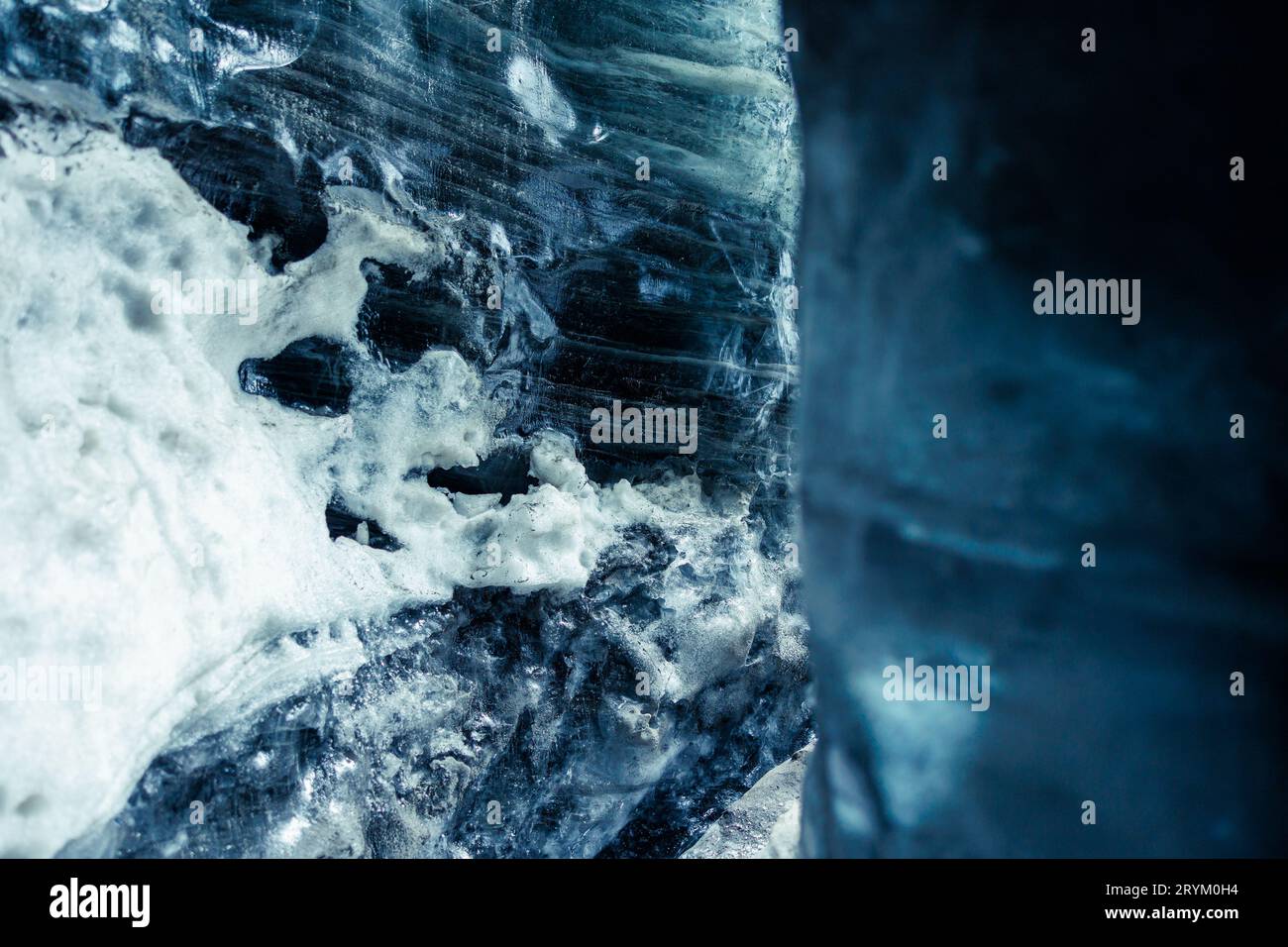 Ice blocks melting in vatnajokull crevasse, climate change affecting ...