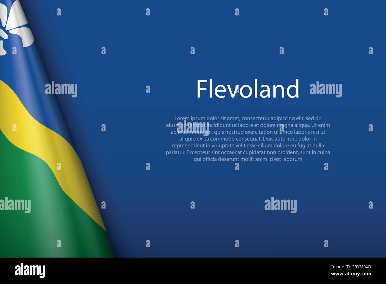 3d flag Flevoland, state of Netherlands, isolated on background with copyspace Stock Vector ...