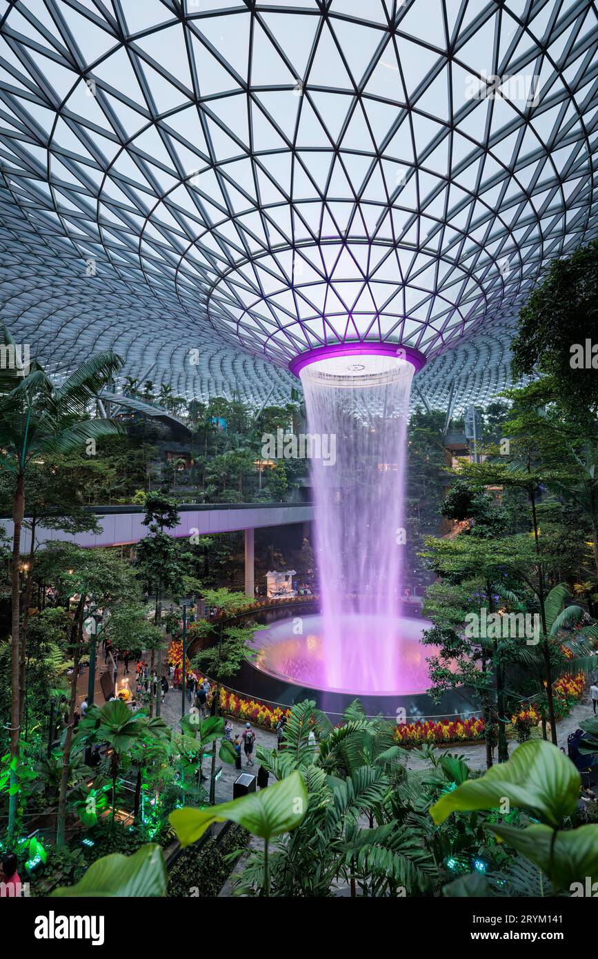 Singapore airport rain vortex and railway among lush vegetation Stock ...