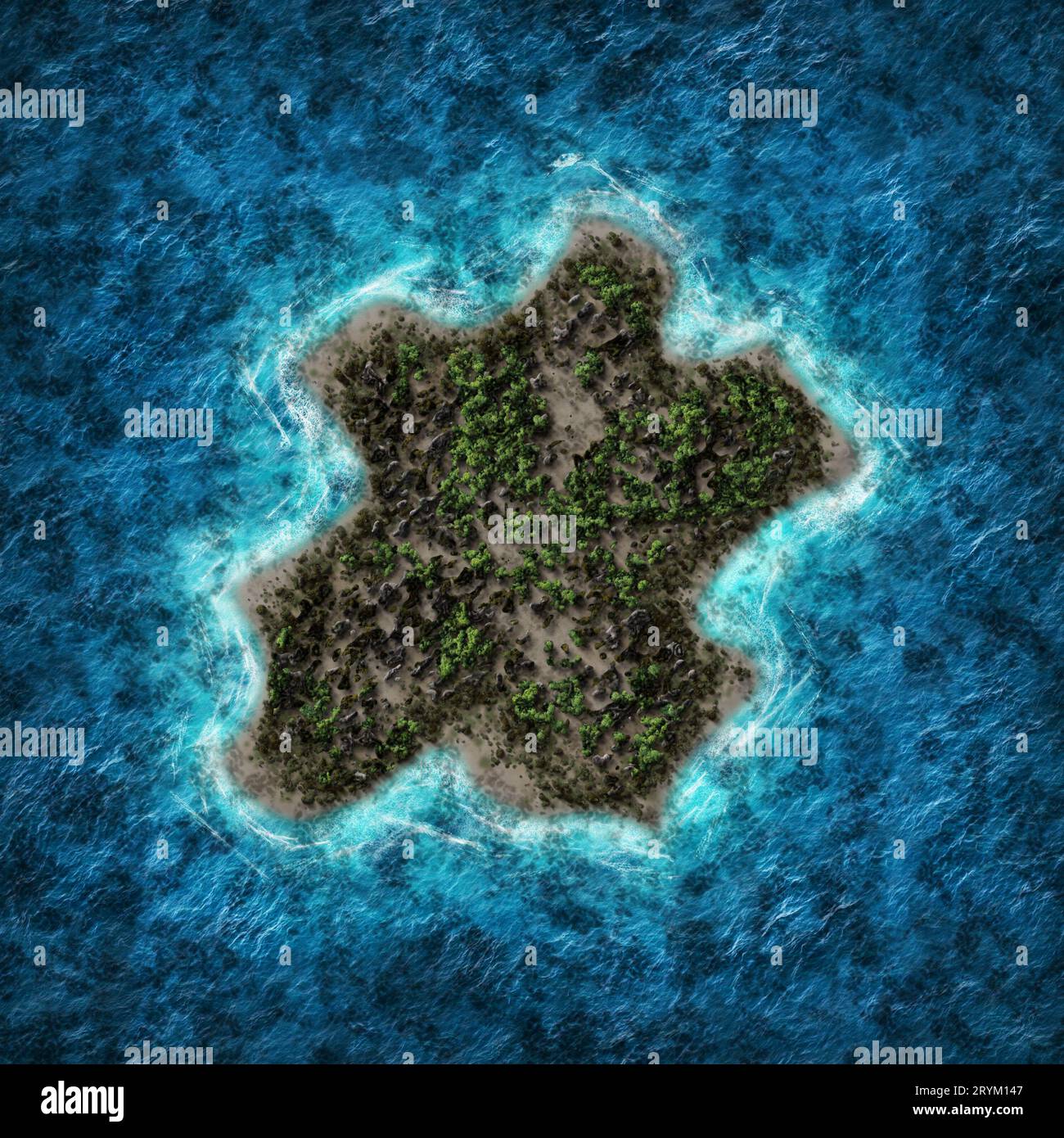 Island of beautiful sea top view render illustrations Stock Photo - Alamy