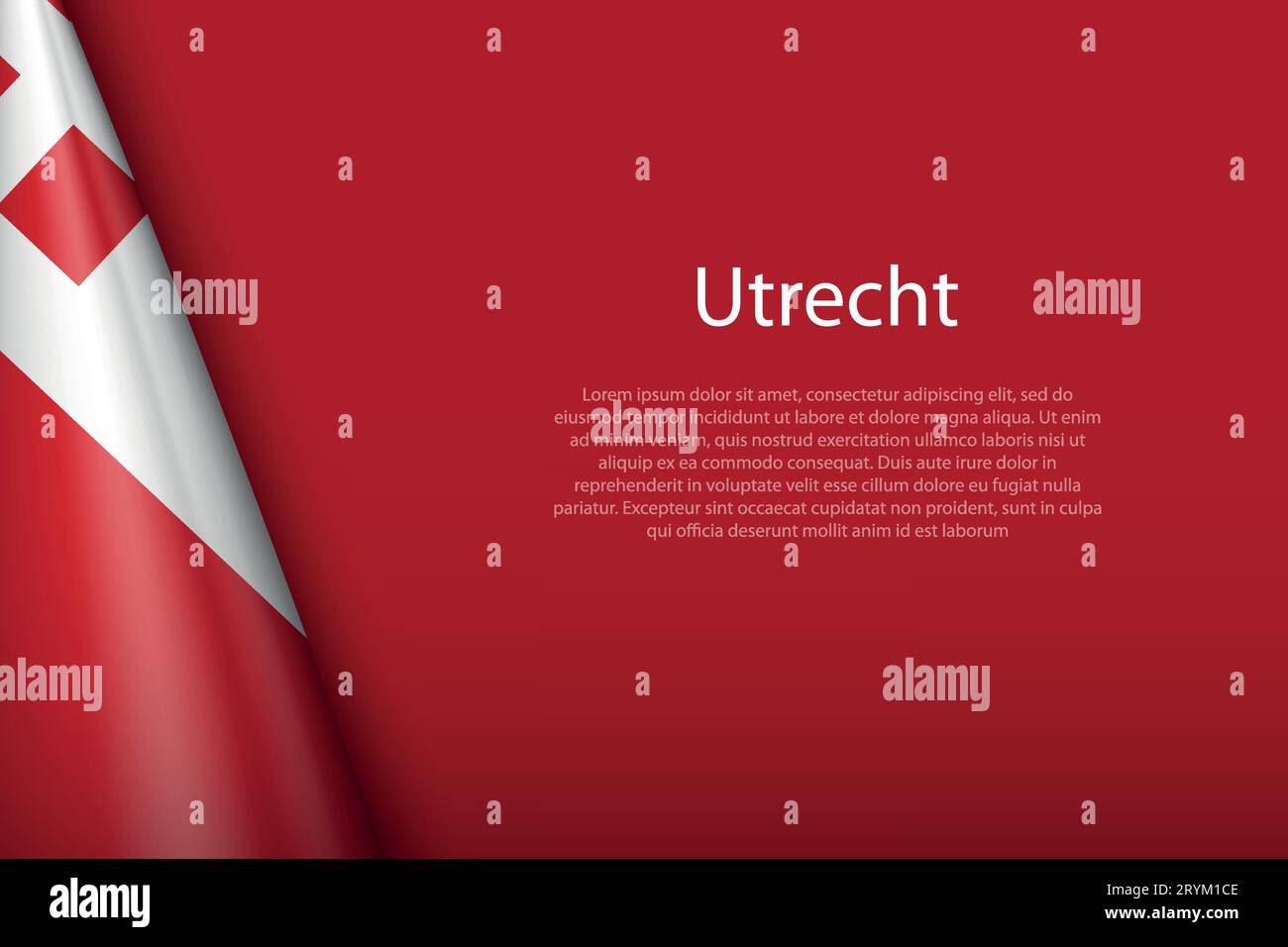 3d flag Utrecht, state of Netherlands, isolated on background with ...