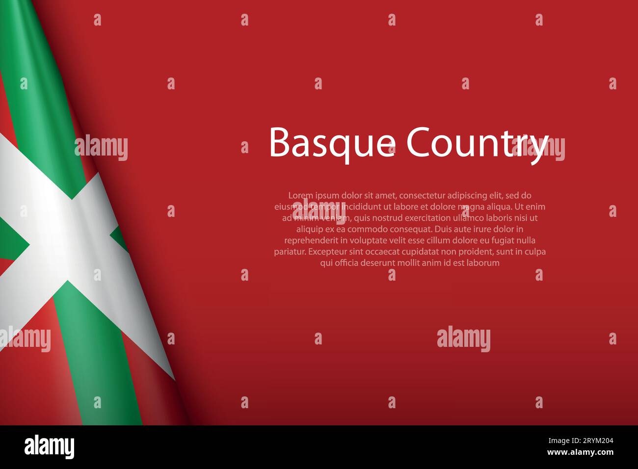 3d flag Basque Country, community of Spain, isolated on background with ...