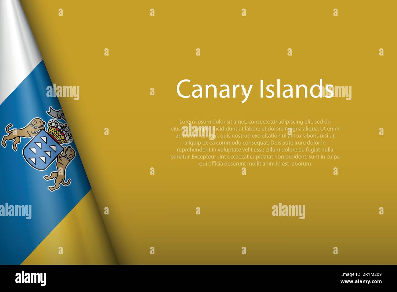 3d flag Canary Islands, community of Spain, isolated on background with copyspace Stock Vector ...
