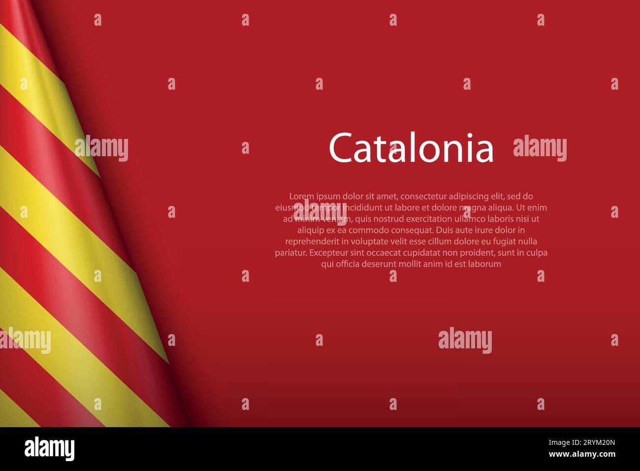 3d flag Catalonia, community of Spain, isolated on background with ...