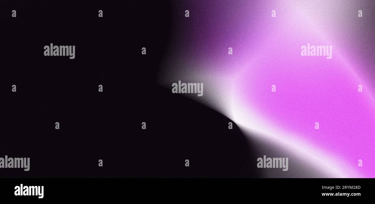 Abstract glowing purple gradient light shape on black grain textured ...