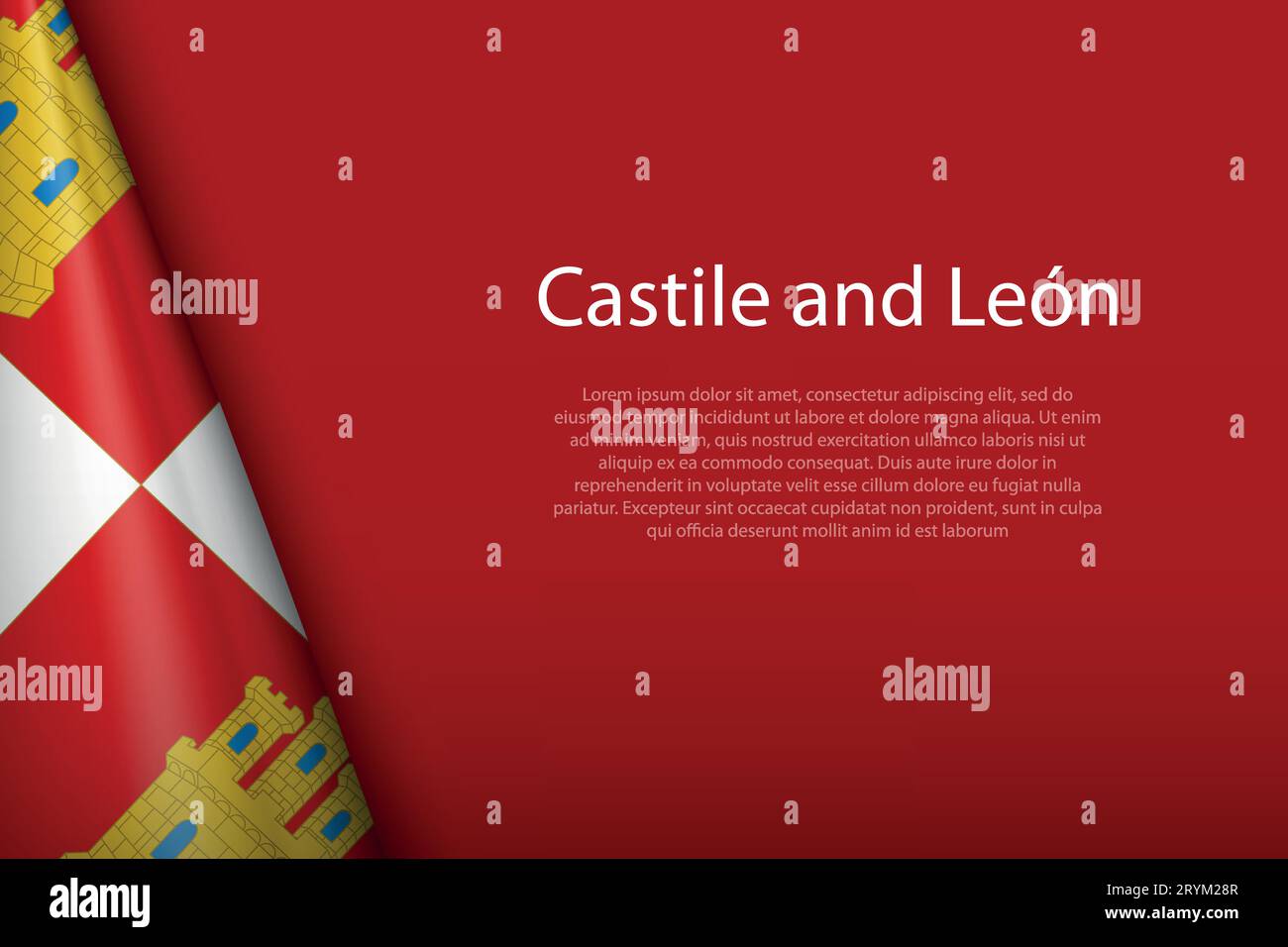 3d flag Castile and Leon, community of Spain, isolated on background with copyspace Stock Vector ...