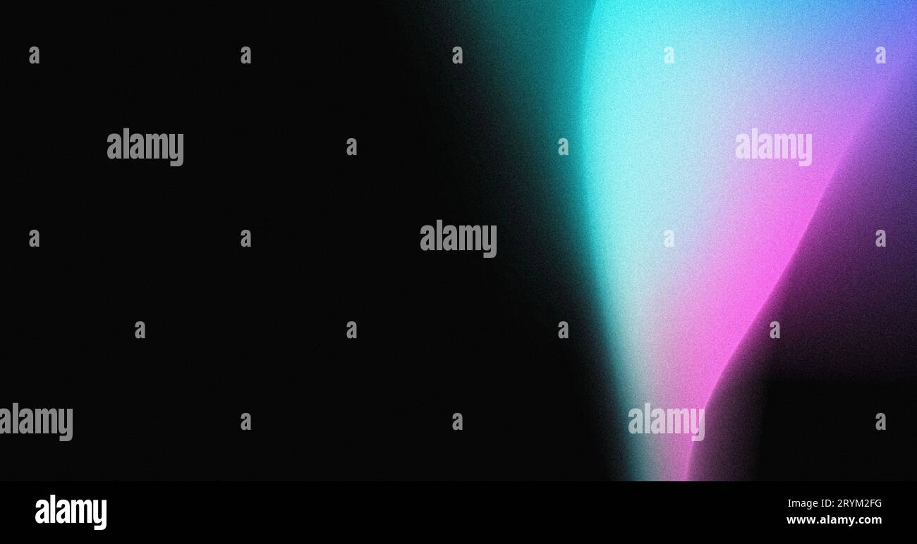 Glowing pink blue white dynamic grainy gradient wave on black banner ...