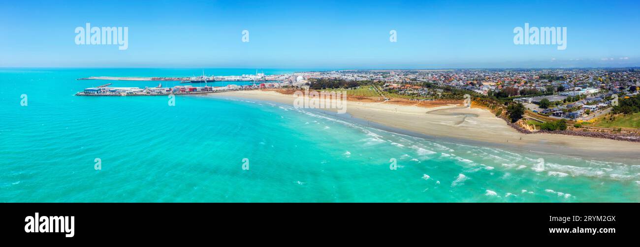 Waterfront of Timaru town on Pacific coaast of New Zealand South Island ...
