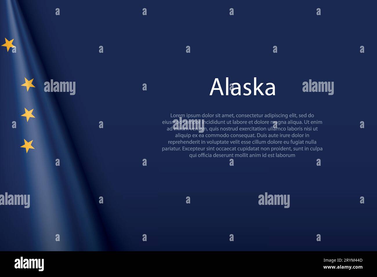 3d flag Alaska, state of United States, isolated on background with ...