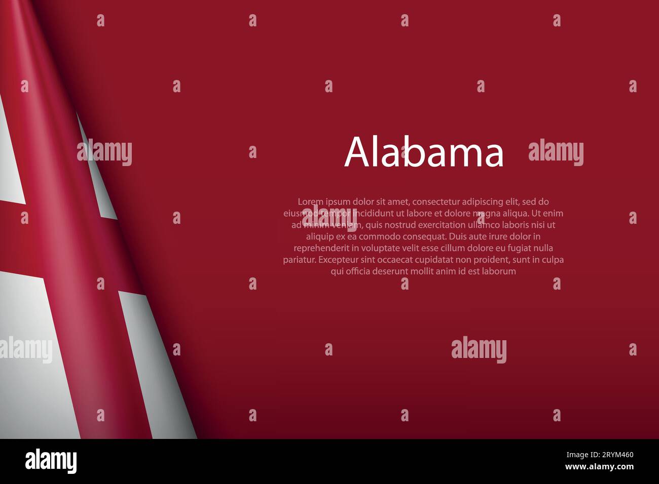 3d flag Alabama, state of United States, isolated on background with ...