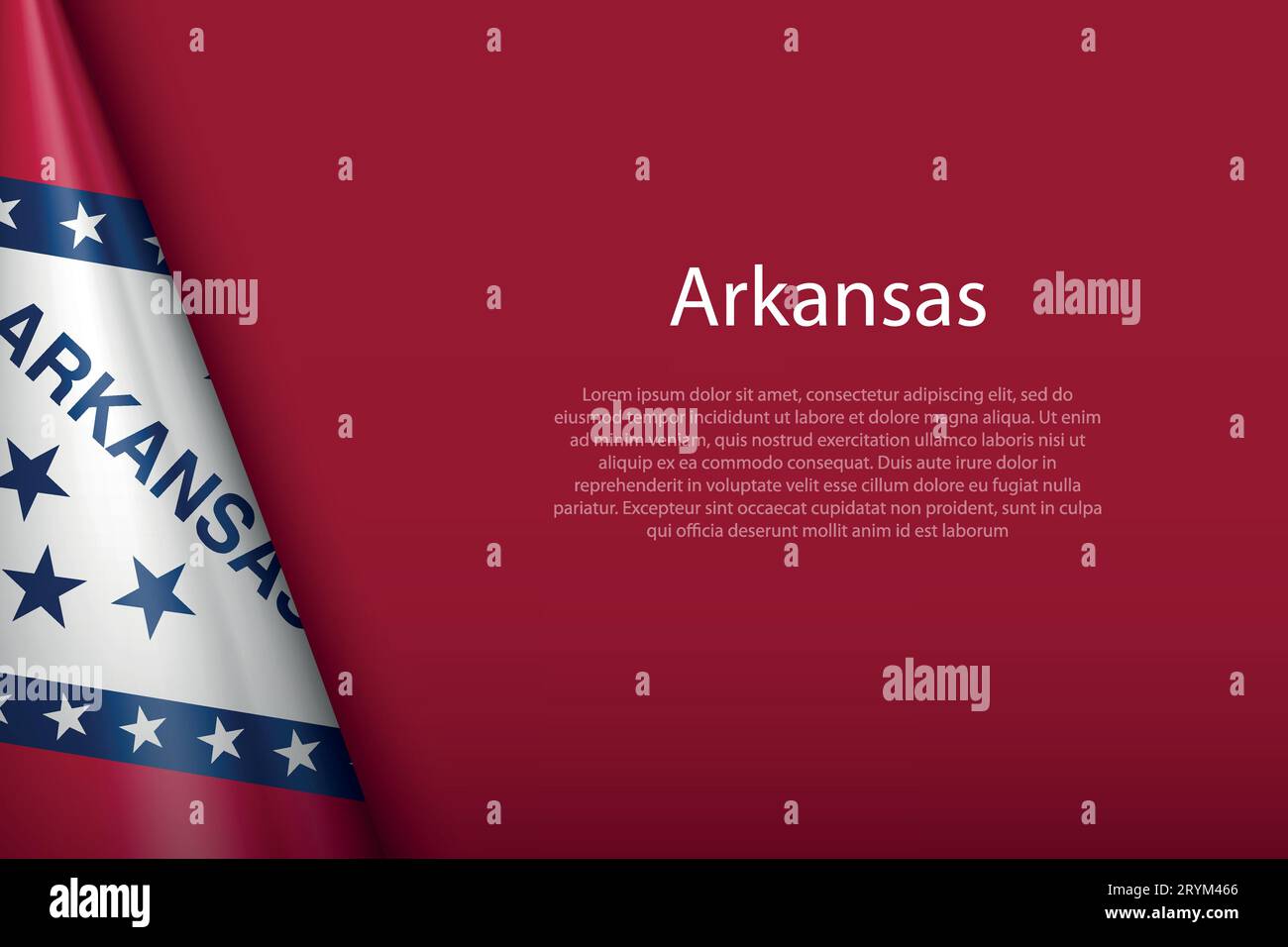 3d flag Arkansas, state of United States, isolated on background with ...
