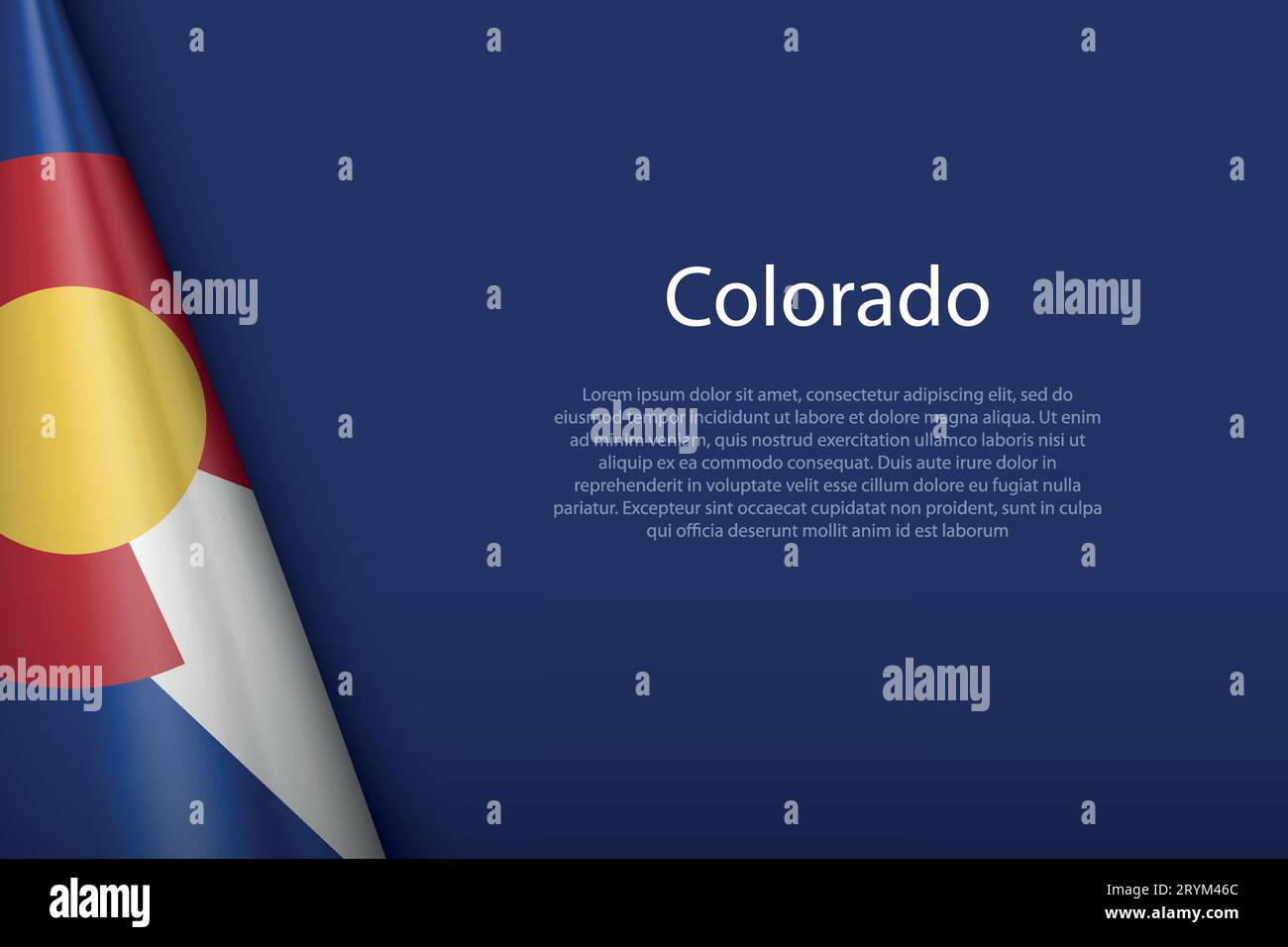 3d flag Colorado, state of United States, isolated on background with ...