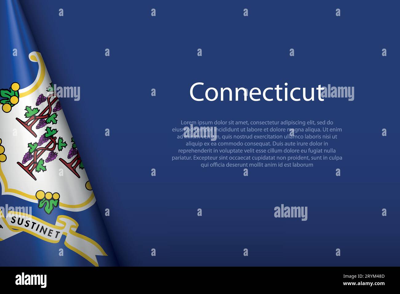 3d flag Connecticut, state of United States, isolated on background ...