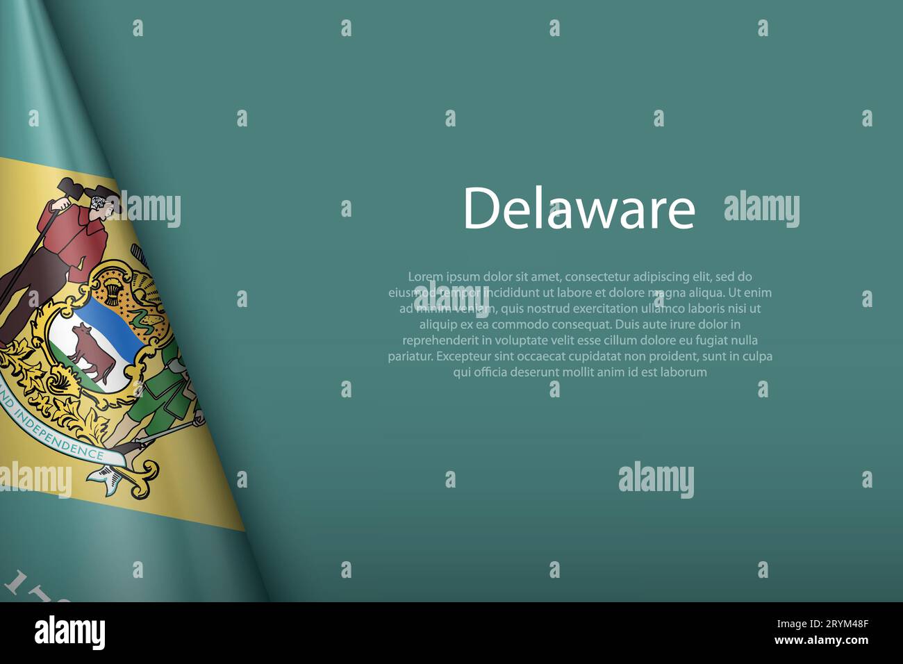 3d flag Delaware, state of United States, isolated on background with ...