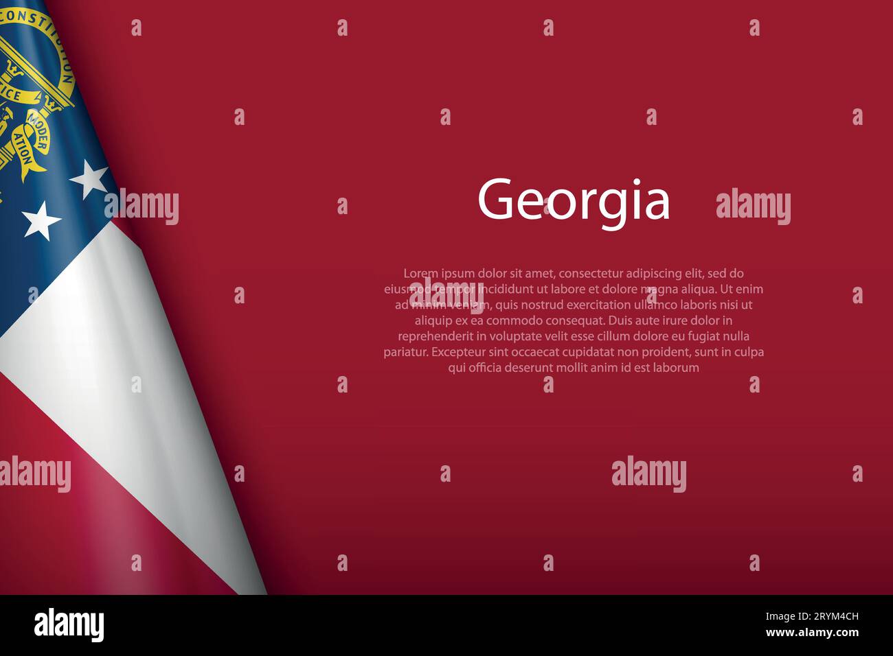 3d flag Georgia, state of United States, isolated on background with ...