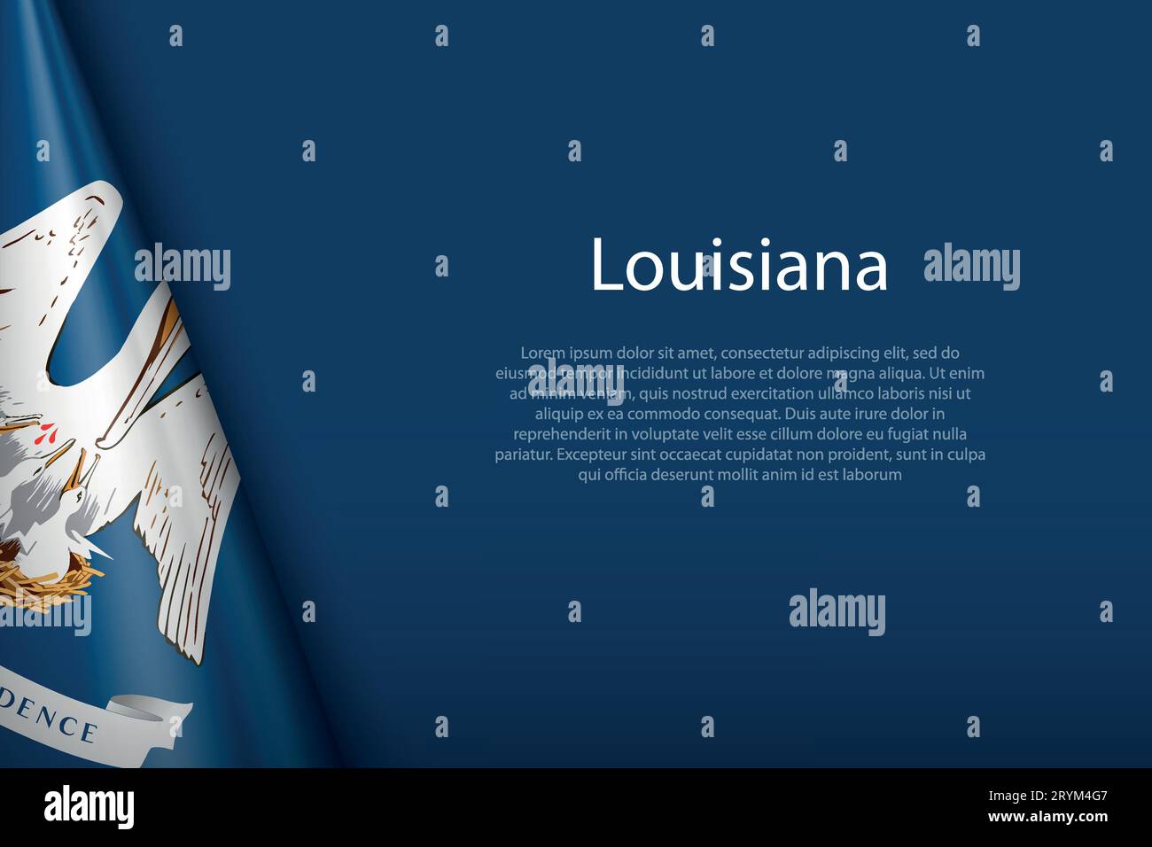 3d flag Louisiana, state of United States, isolated on background with ...