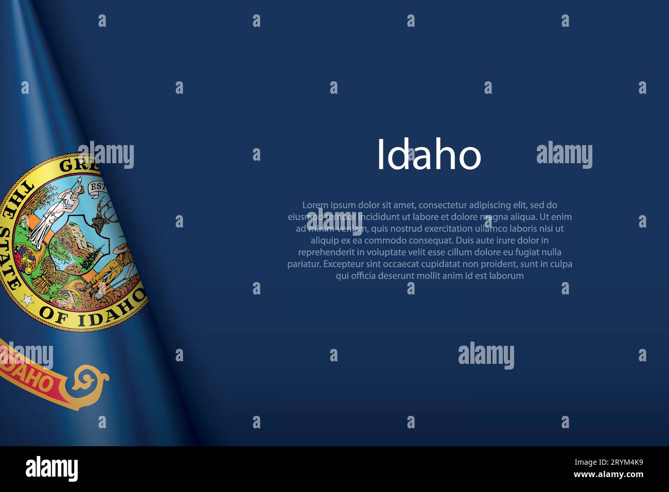 3d flag Idaho, state of United States, isolated on background with ...
