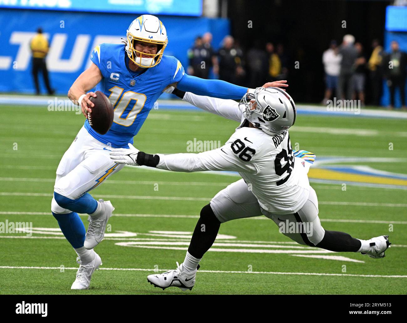 Justin herbert chargers raiders hi-res stock photography and images - Alamy