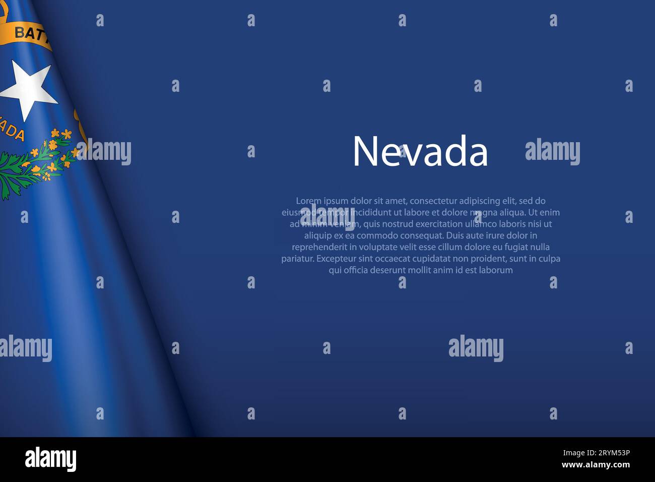 3d flag Nevada, state of United States, isolated on background with ...