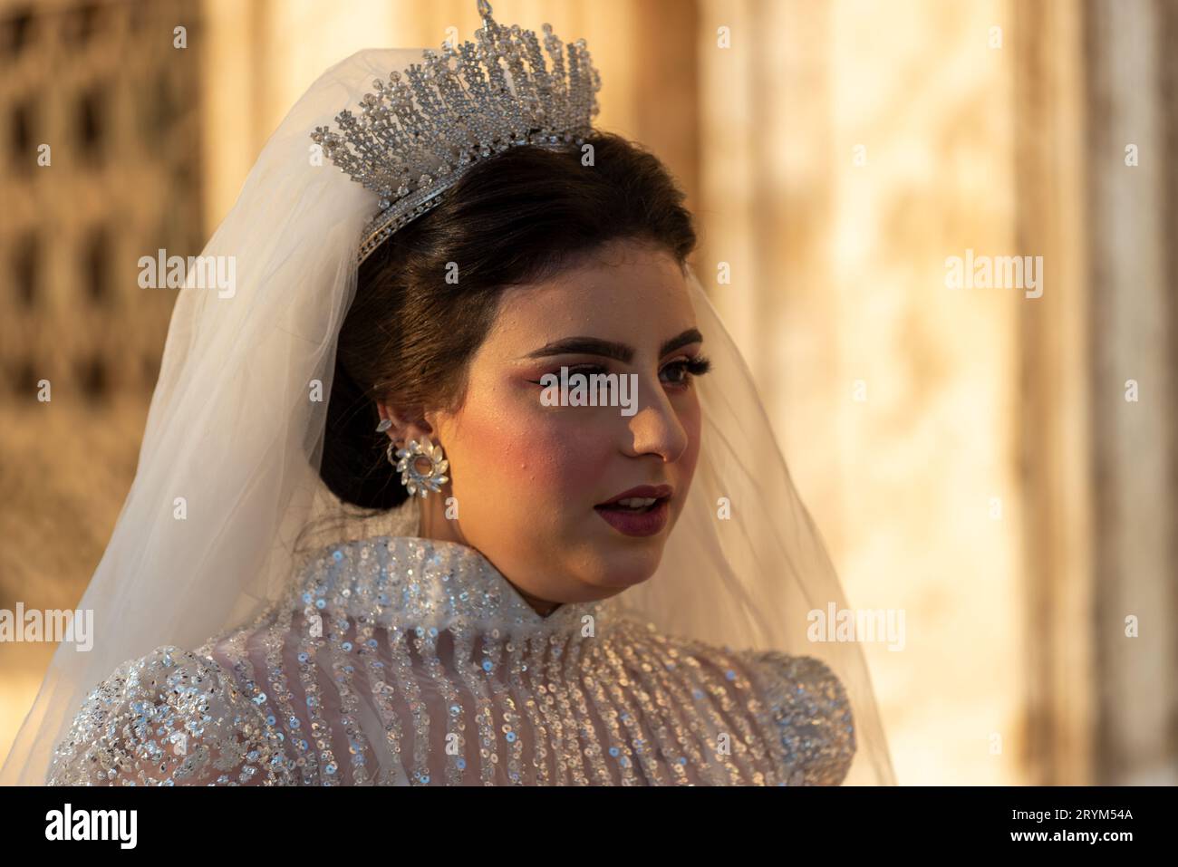Bride in western style wedding white attire, Cairo, Egypt Stock Photo - Alamy