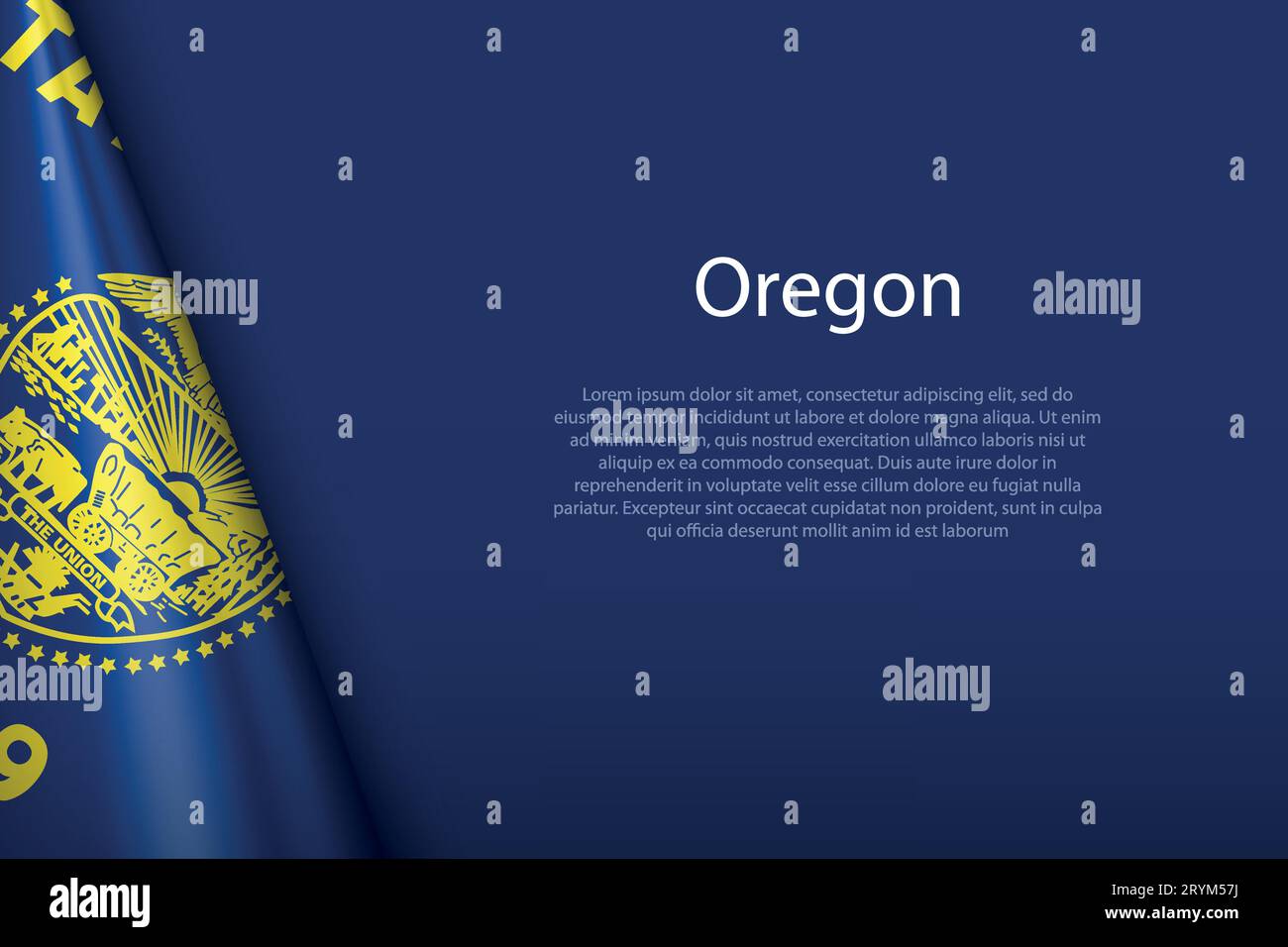 3d flag Oregon, state of United States, isolated on background with ...