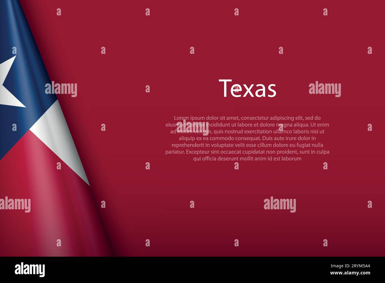 3d flag Texas, state of United States, isolated on background with ...