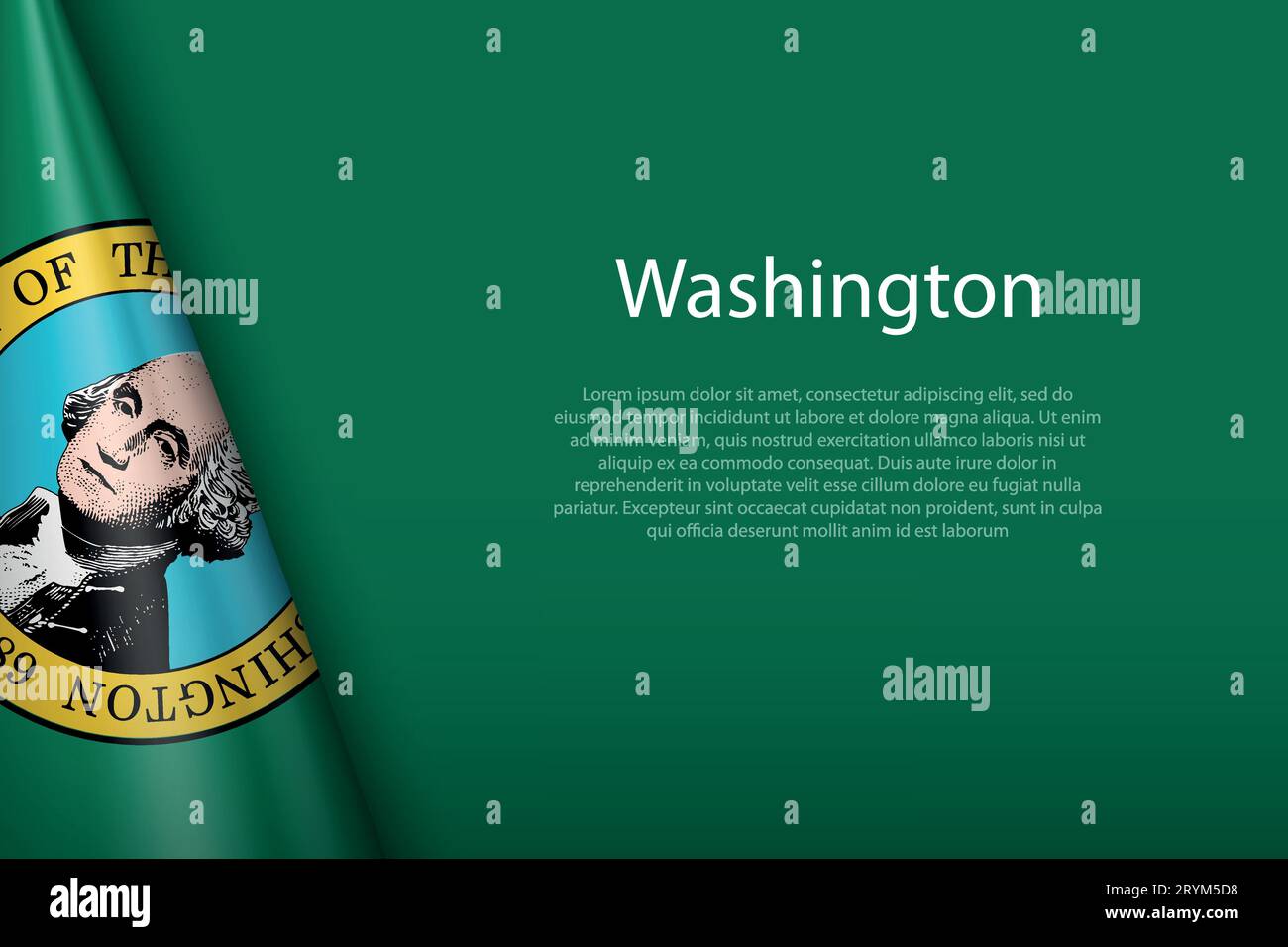3d flag Washington, state of United States, isolated on background with ...