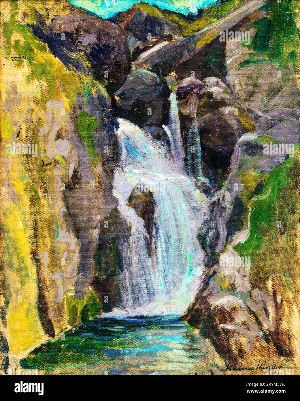 Waterfall oil painting art hi-res stock photography and images - Alamy