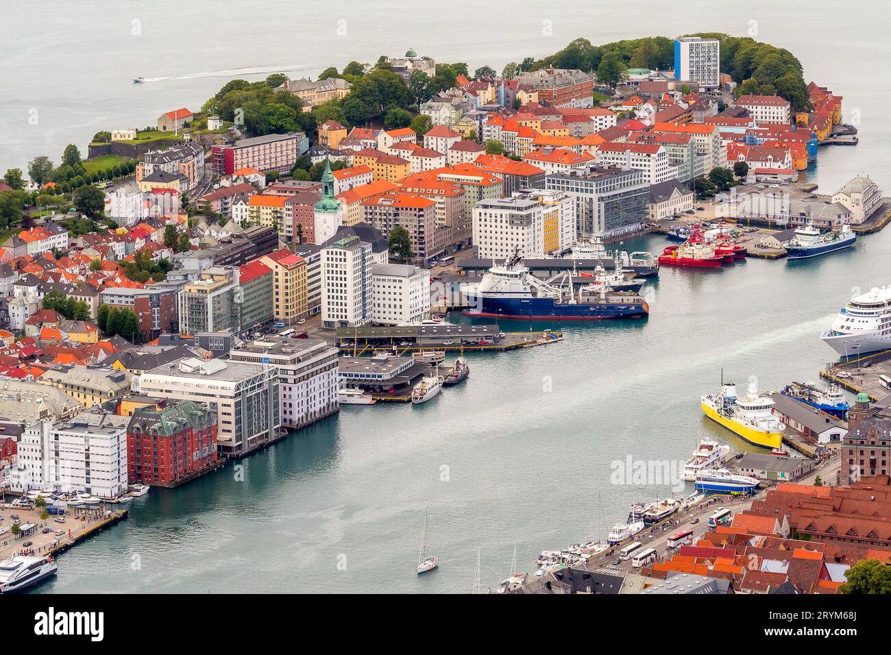 Bergen, Norway aerial port view Stock Photo - Alamy