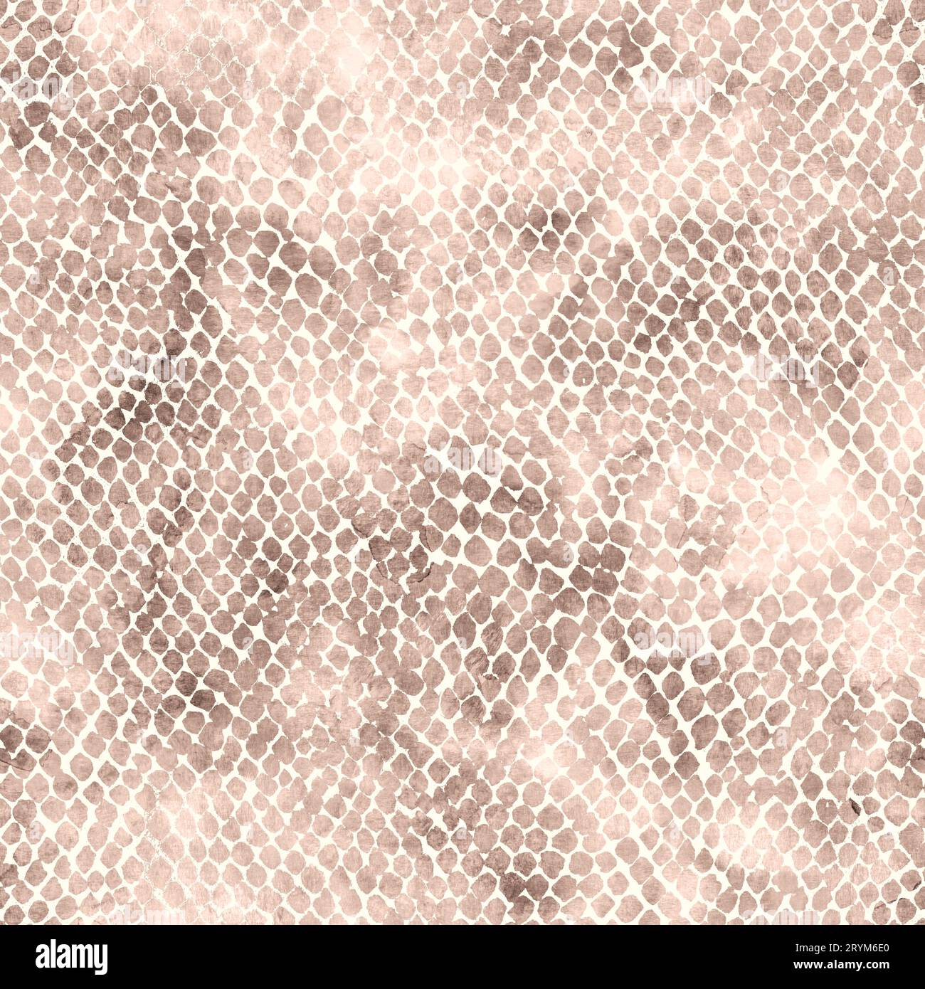 Watercolor snake skin seamless pattern. Watercolour hand painted brown ...