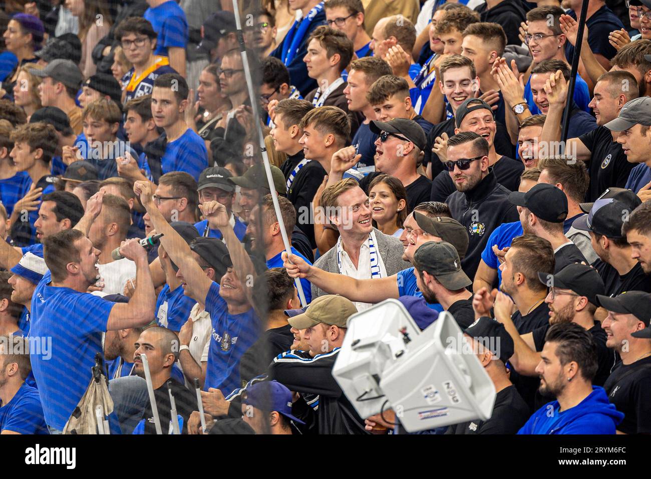 Carl Klingberg #48 (EV Zug) in the middle of the Zug fans during the ...