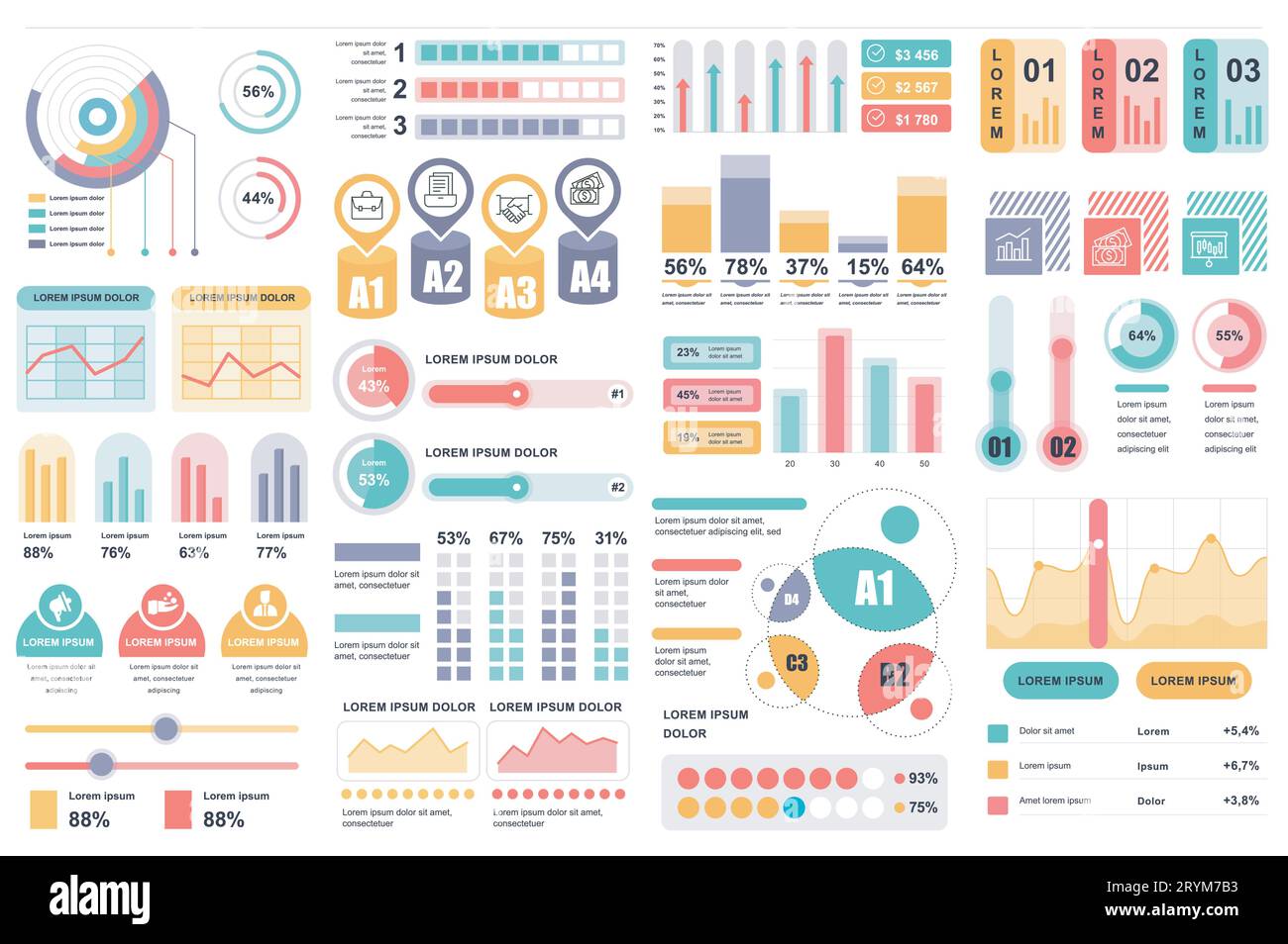Bundle infographic elements data visualization vector design template. Can be used for steps ...