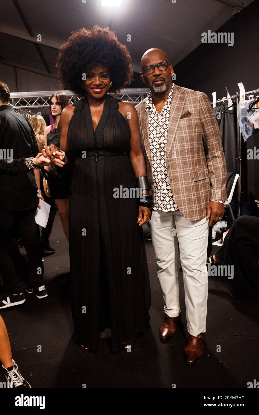 Viola Davis and Julius Tennon backstage prior to the L'Oreal Spring ...