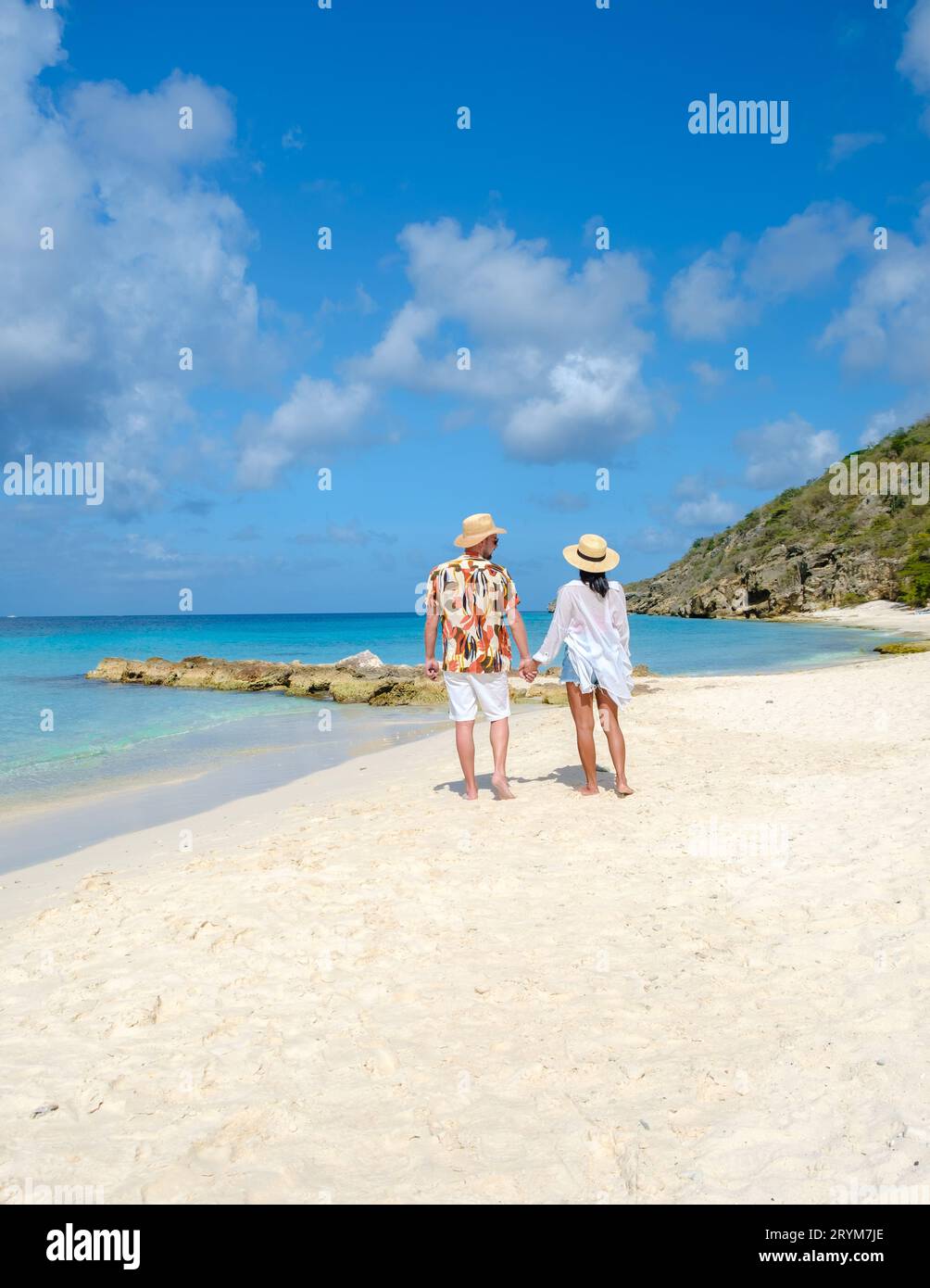 Playa Porto Marie beach in Curacao, tropical beach at the Caribbean ...