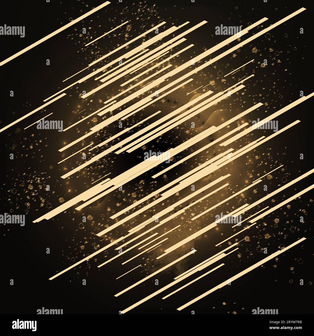 Abstract elegant gold glowing line with lighting effect sparkle on black background. Template ...