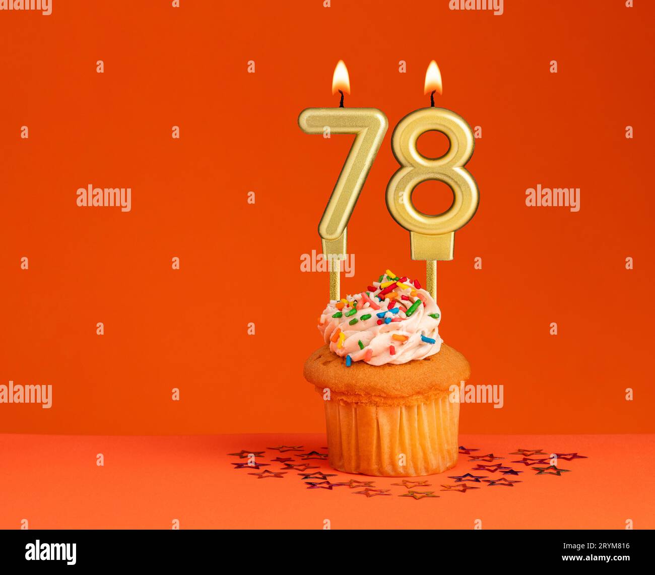 Birthday candle number 78 - Invitation card with orange background ...