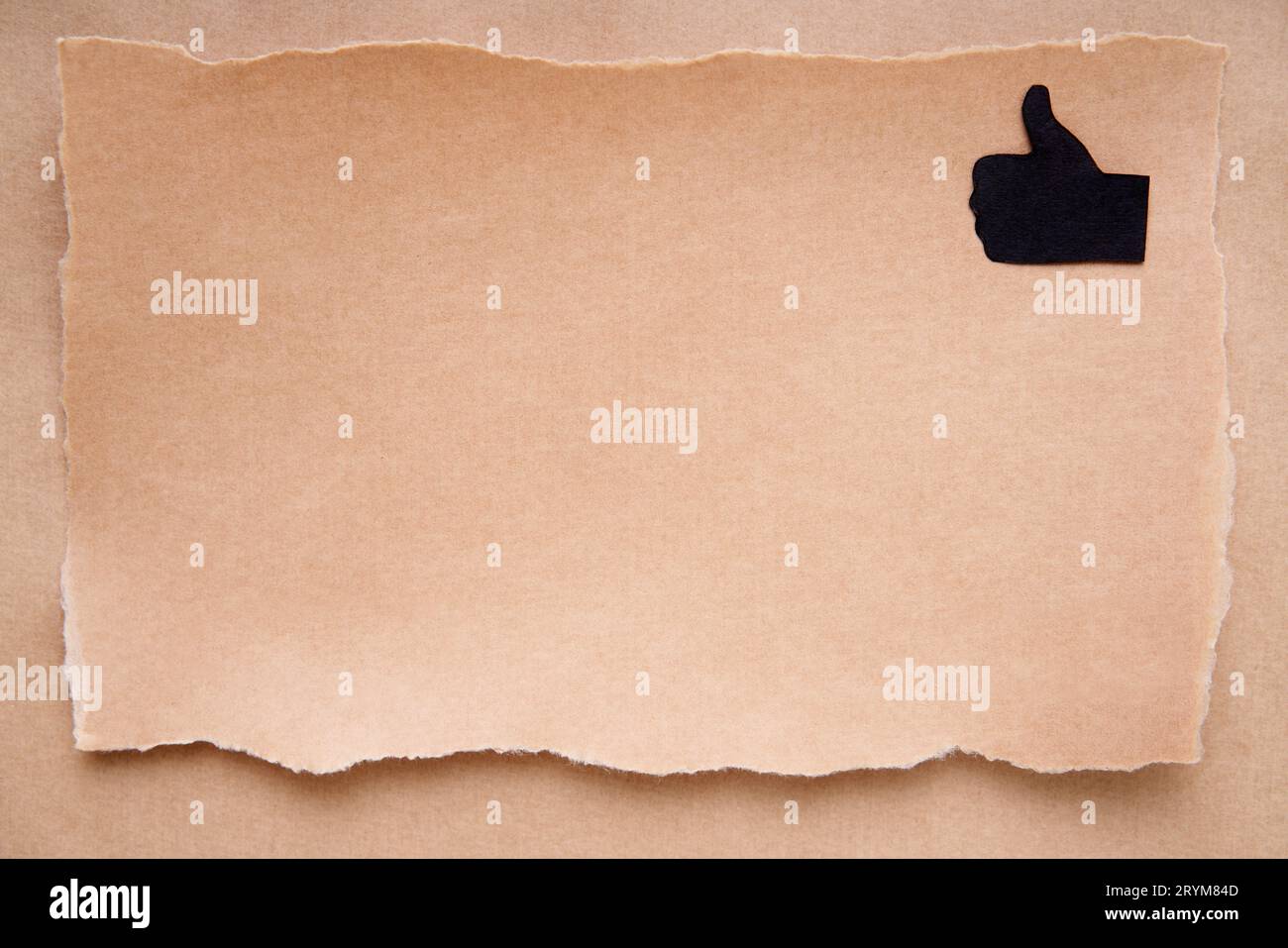 Postcard with hand thumb up icon flat, paper art style. Like sign ...