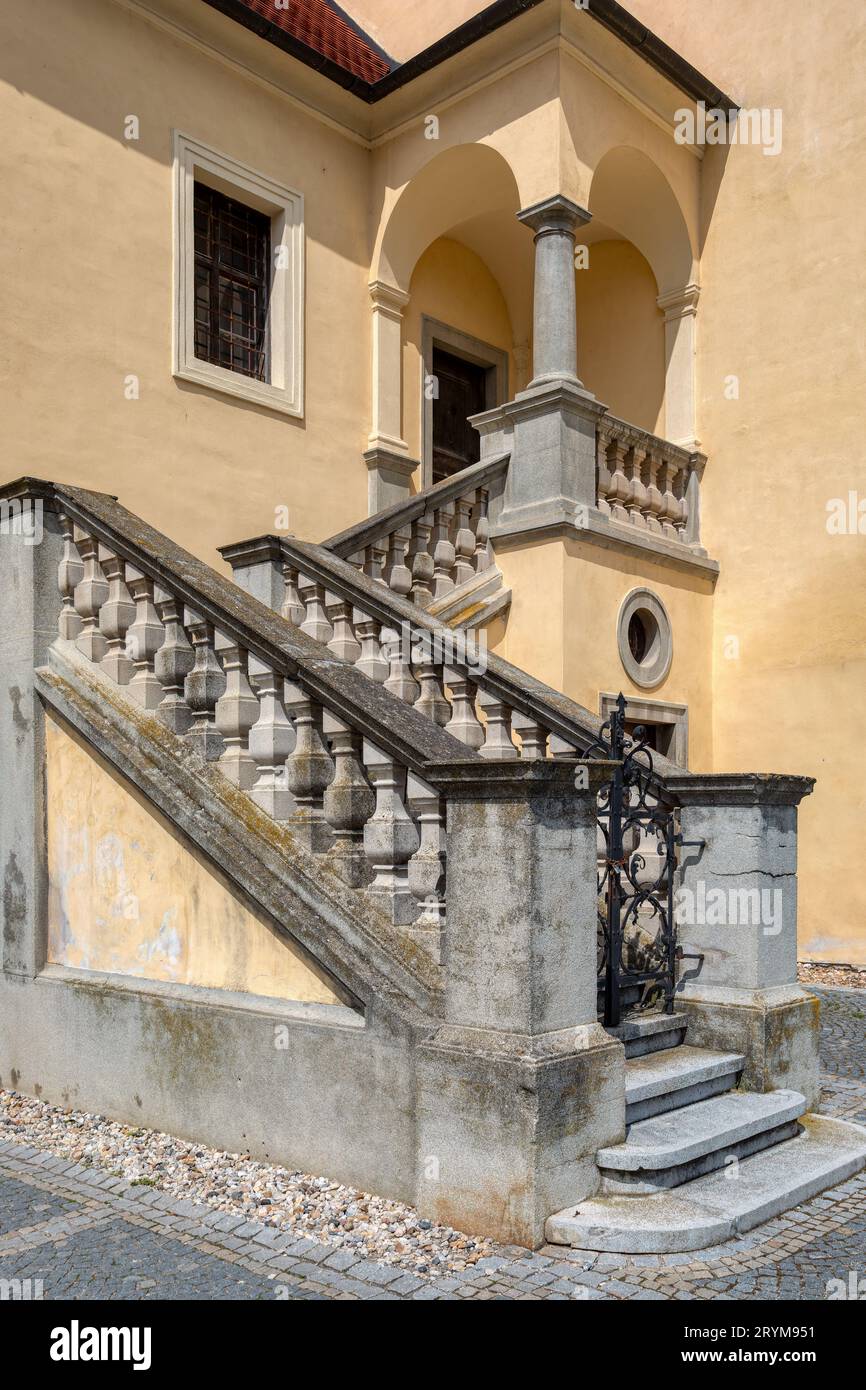 Stairs to church of the Assumption of the Virgin Mary in Valtice, Czech ...