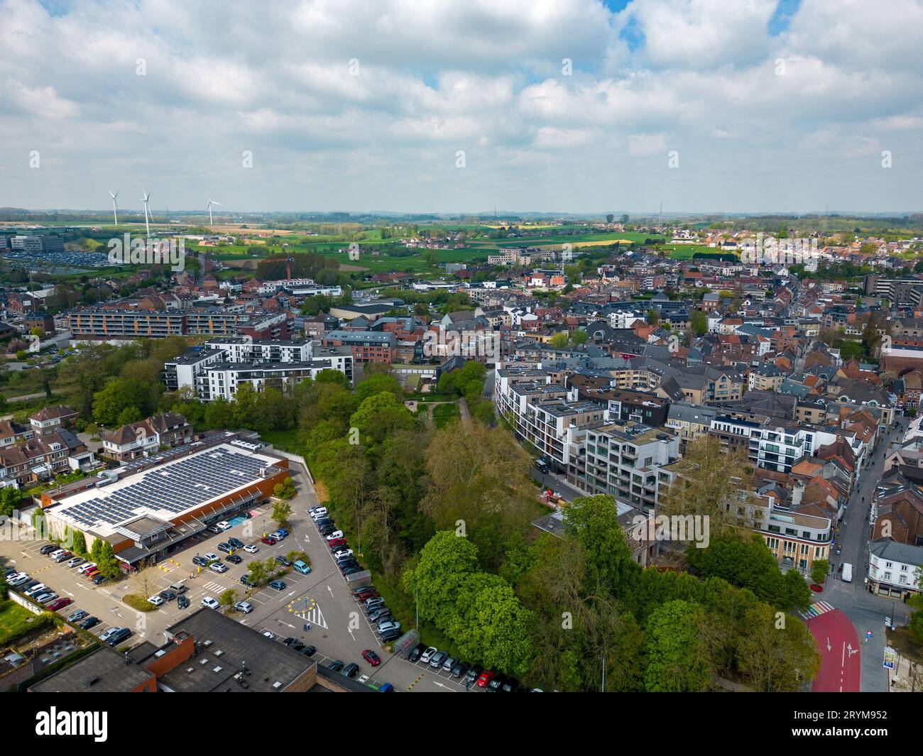 Halle, Flemish Brabant Region, Belgium, 01 05 2023, aerial top down ...