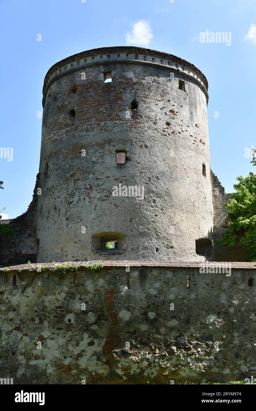 Tower and wall of the town fortification of Tulln an der Donau, Austria ...